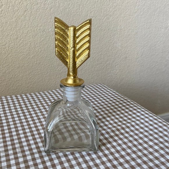 Unmarked | Accents | Glass Bottle Jar With Metal Gold Tone Arrow ...